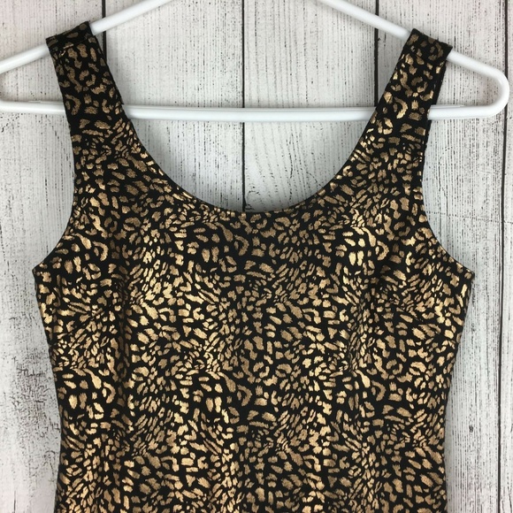 Forever 21 | Dresses | Forever 2 Black Gold Leopard Print Body Dress ...